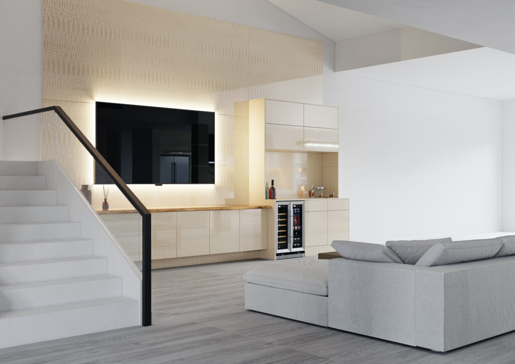 Contemporary Modern TV Wall Unit with Console and Bar - Kinon Surface ...