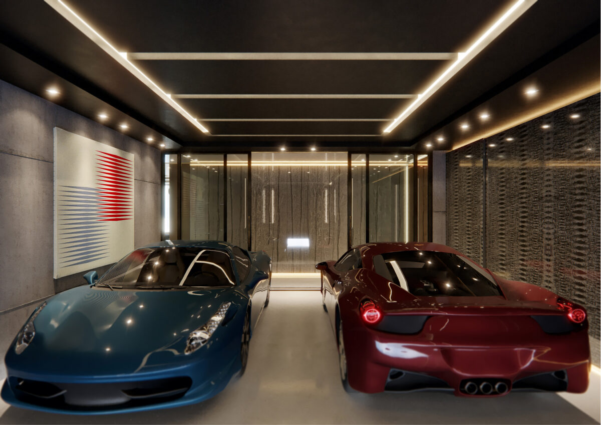 Wall Panels in Exotic Car Garage - Kinon Surface Design Inc.