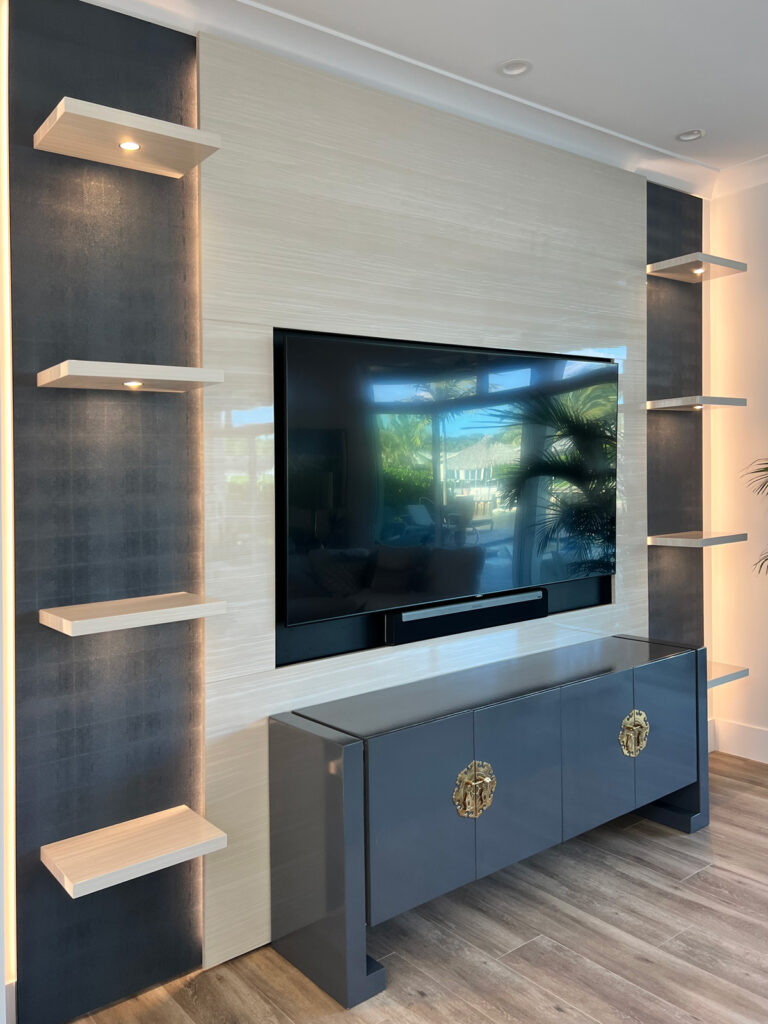 TV Wall Unit with LED Lights - Kinon Surface Design Inc.